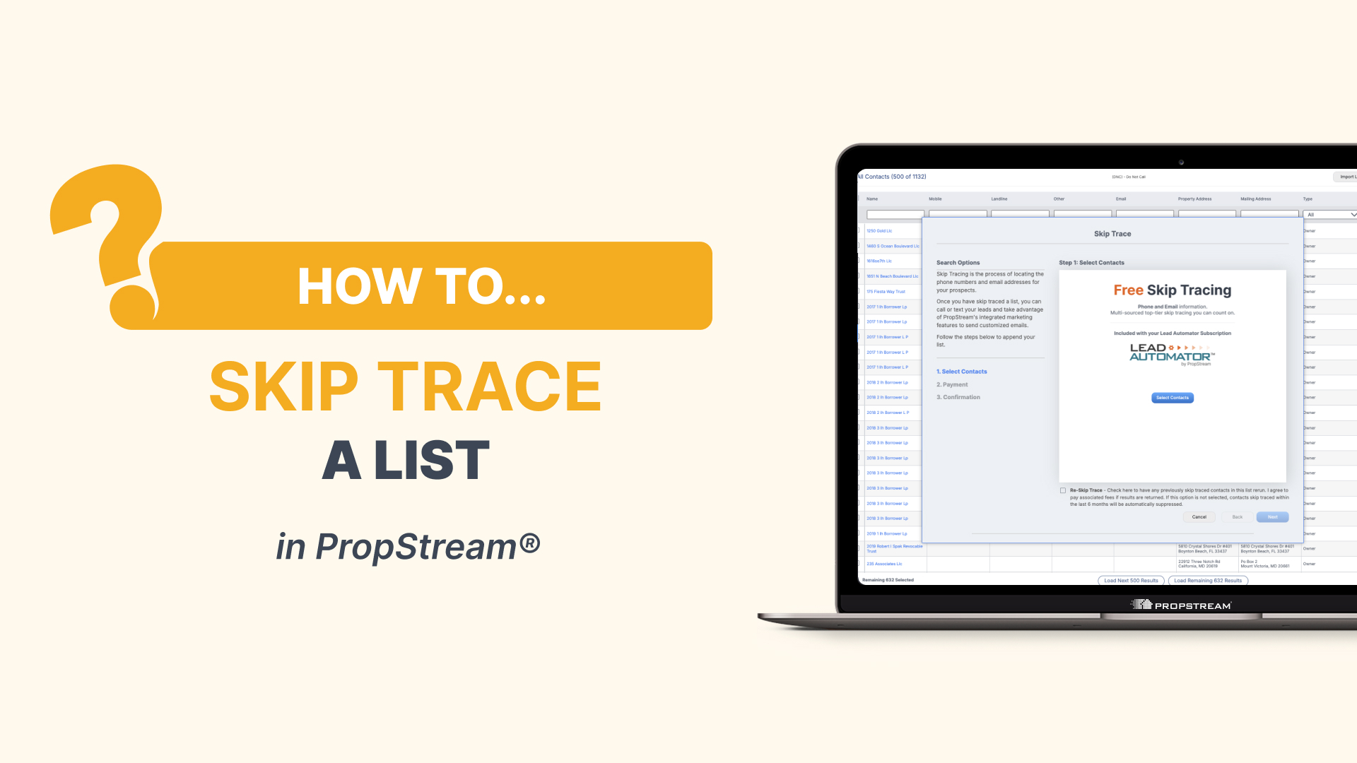 How to Skiptrace a List & get DNC flags - PropStream Help Video